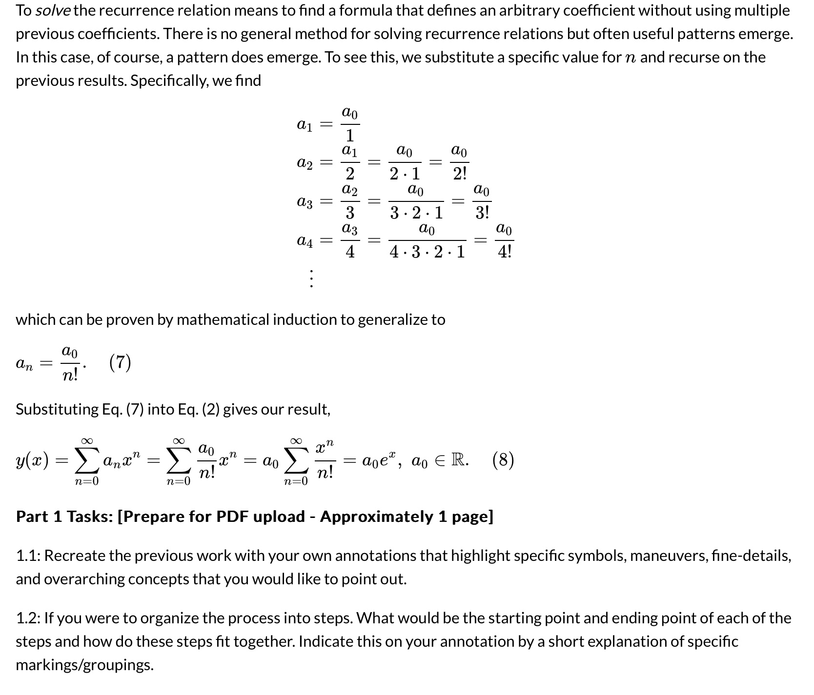 Solved Part 1 Example Of The Method On Y′ Y When Working