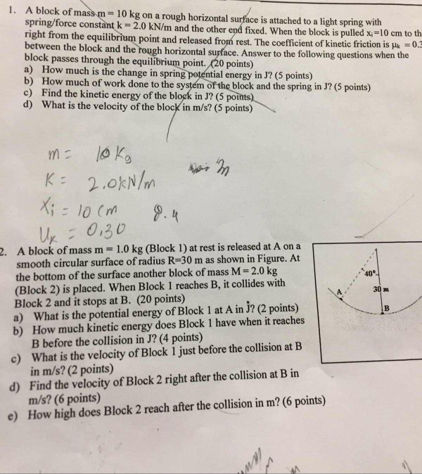 Solved A block of mass m- 10 kg on a rough horizontal | Chegg.com