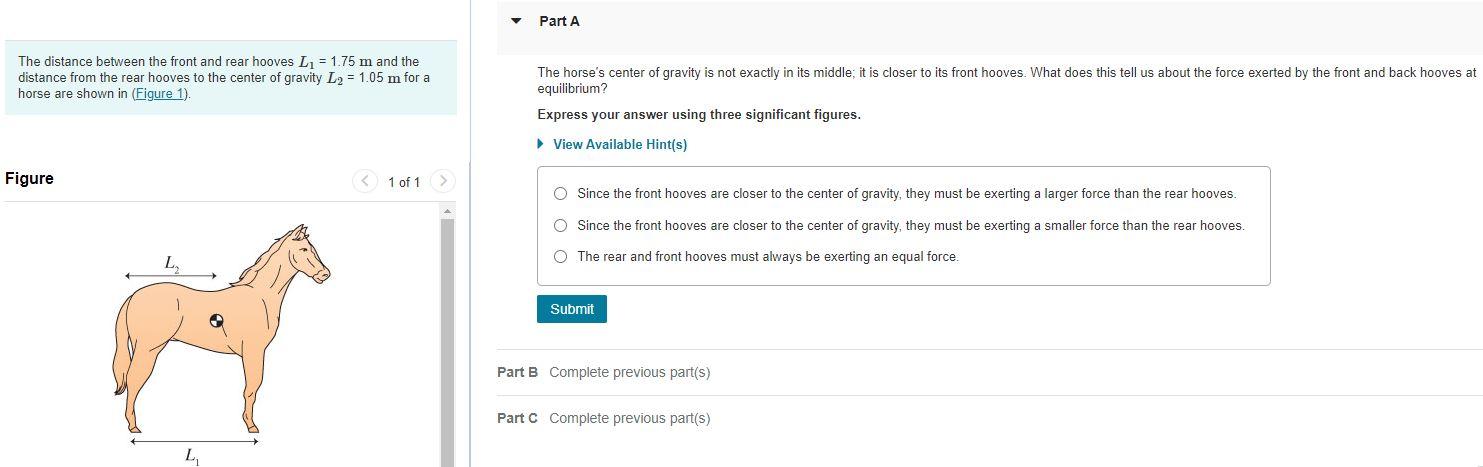 Solved The distance between the front and rear hooves | Chegg.com