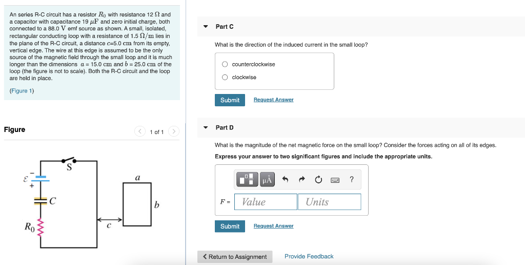 Solved Part A An series R-C circuit has a resistor Ro with | Chegg.com