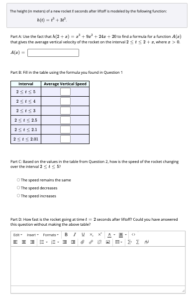 Solved The height (in meters] of a new rociket t seconds | Chegg.com