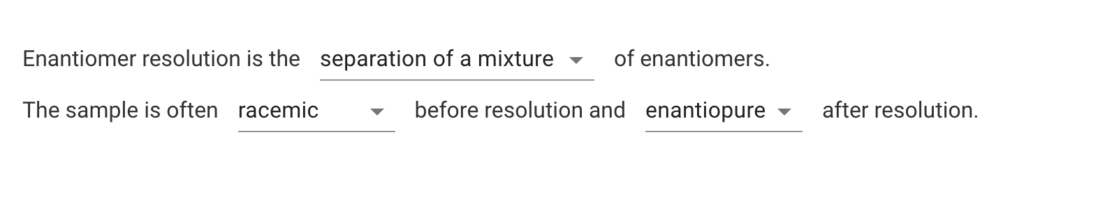 Solved Enantiomer resolution is the The sample is often of | Chegg.com