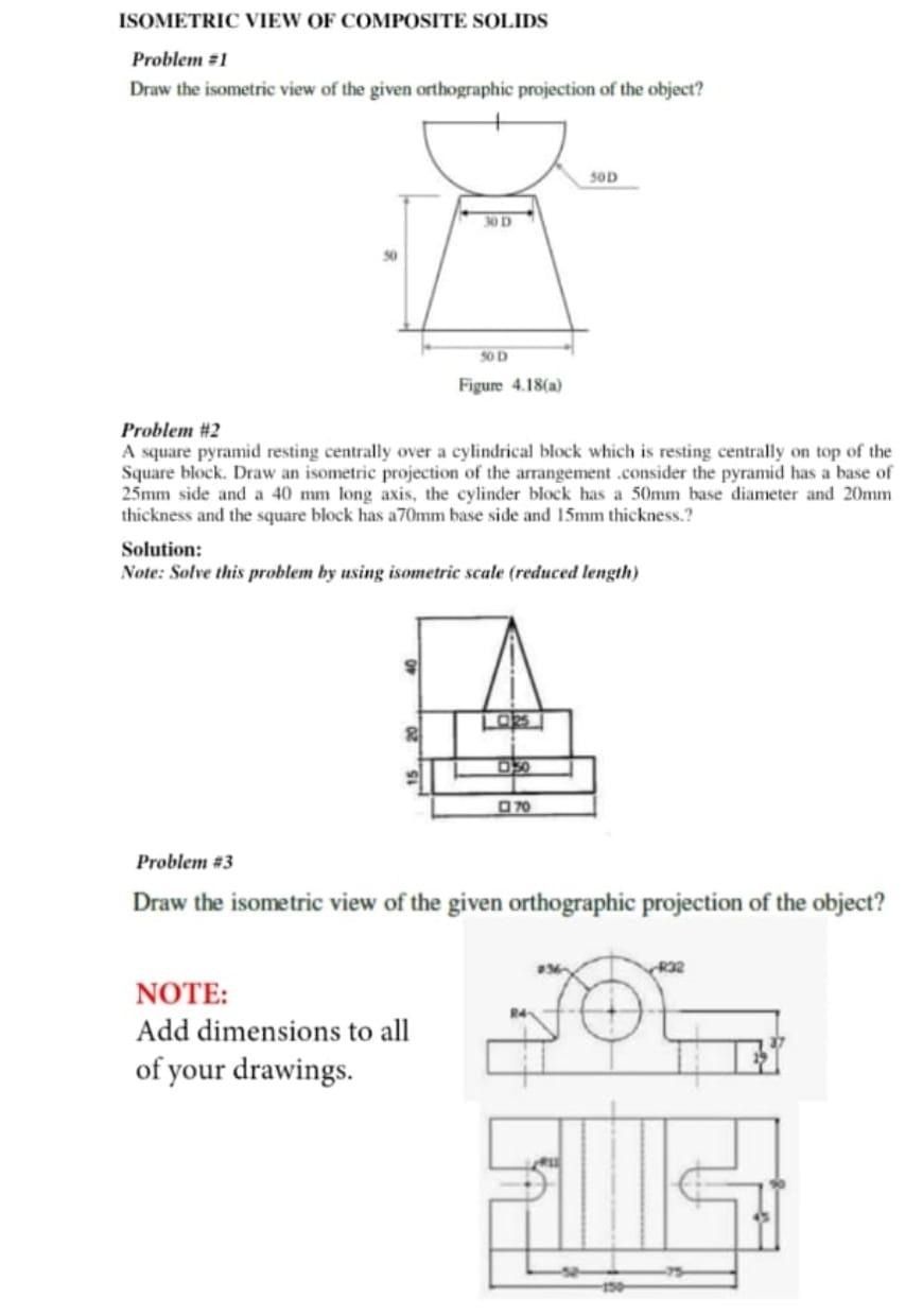 Solved ISOMETRIC VIEW OF COMPOSITE SOLIDS Problem #1 Draw | Chegg.com