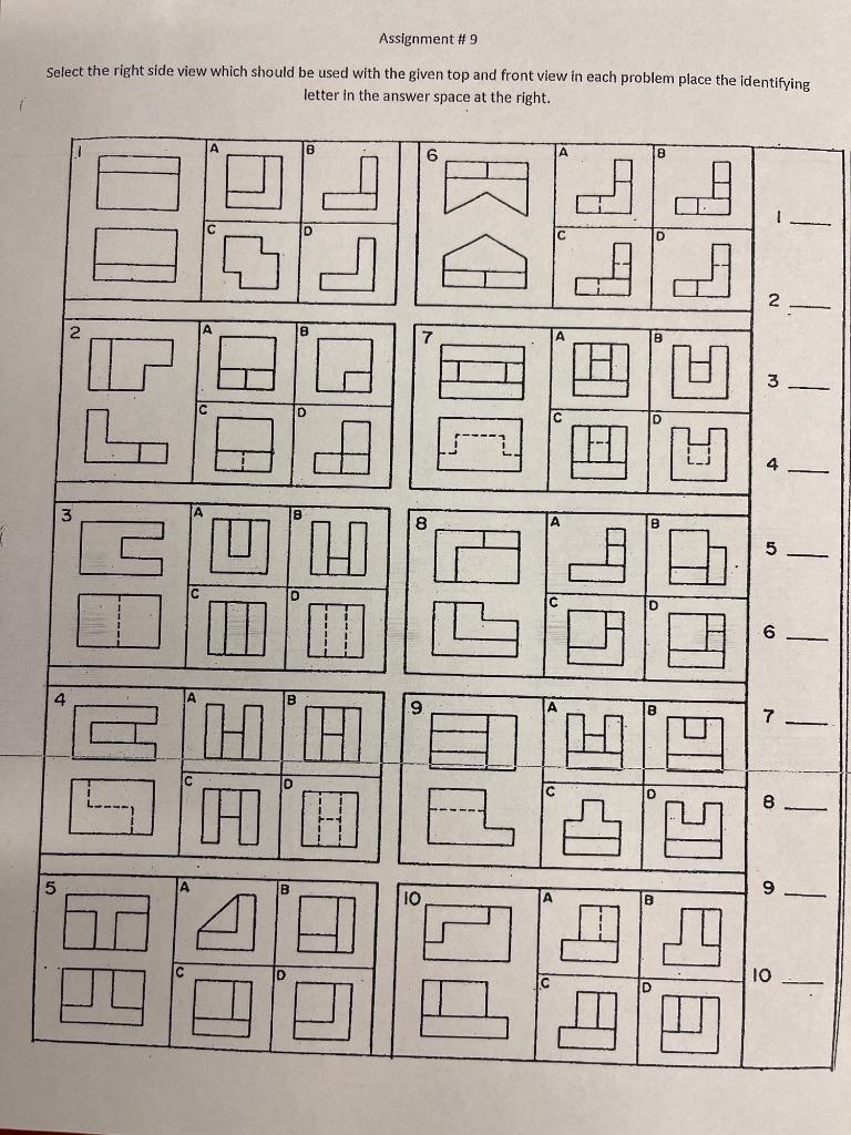Solved Select the right side view which should be used with | Chegg.com