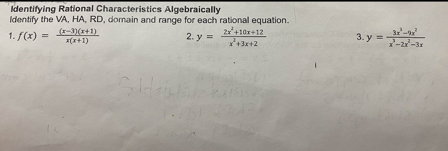Solved Identifying Rational Characteristics Algebraically | Chegg.com