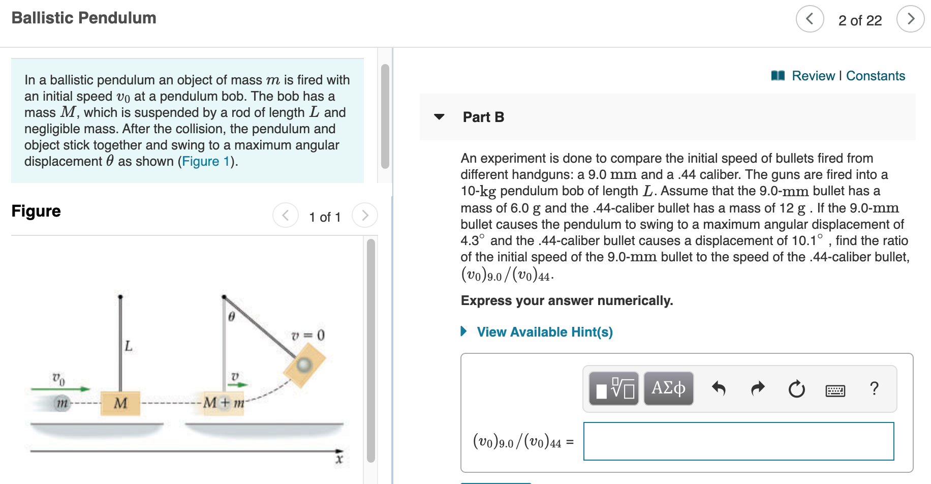 Solved Ballistic Pendulum ♡ 2 of 22 → A Review | Constants | Chegg.com