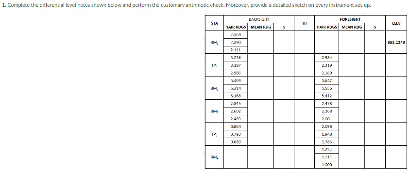 Solved 1. Complete the differential level notes shown below | Chegg.com