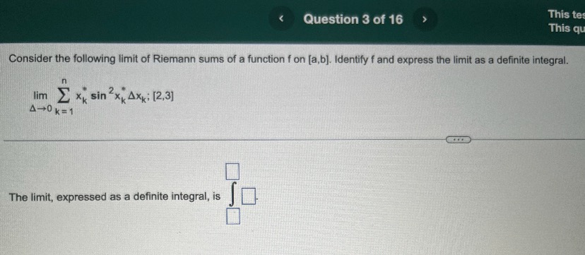 Solved Consider the following limit of Riemann sums of a | Chegg.com