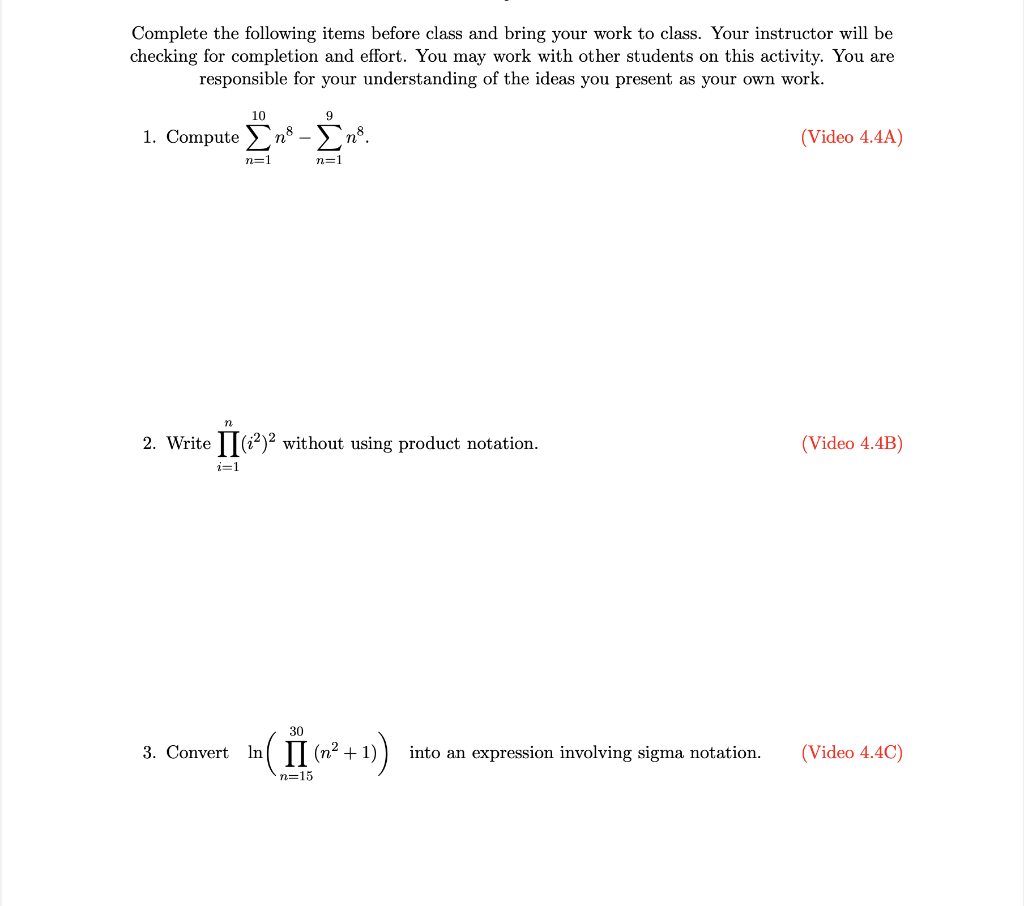 Solved Complete the following items before class and bring | Chegg.com