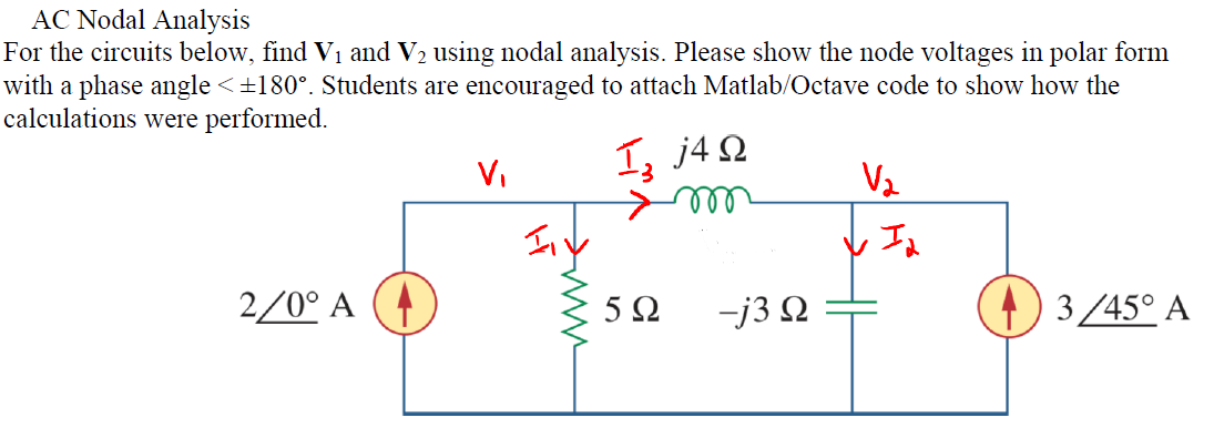 Solved AC Nodal Analysis For the circuits below, find V, and | Chegg.com
