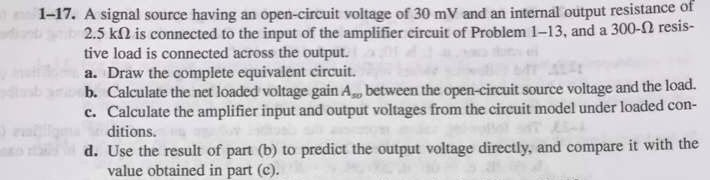 Solved 1-17. A signal source having an open-circuit voltage | Chegg.com