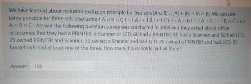 Solved We have learned about inclusion exclusion principle | Chegg.com