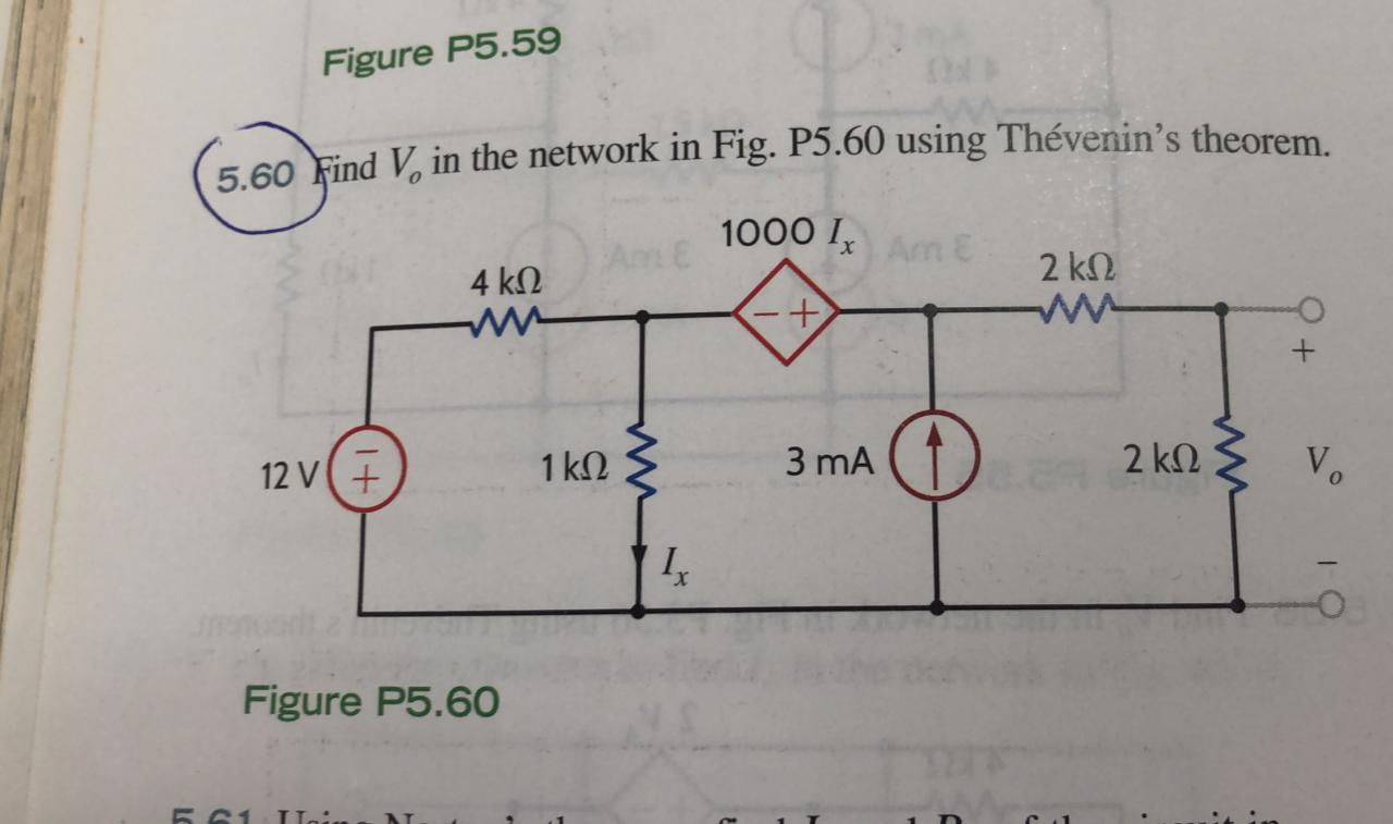 Solved 5.56 Find V. in the network in Fig. P5.56 using | Chegg.com