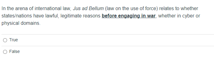 Solved In the arena of international law, Jus ad Bellum (law | Chegg.com