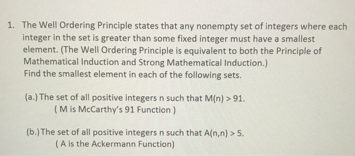 Solved The Well Ordering Principle states that any nonempty | Chegg.com