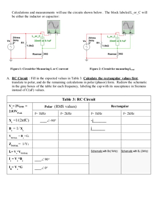 Solved Calculations and measurements will use the circuits | Chegg.com
