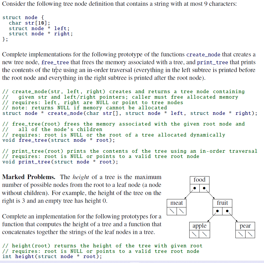 Solved C Program Consider the following tree node definition | Chegg.com