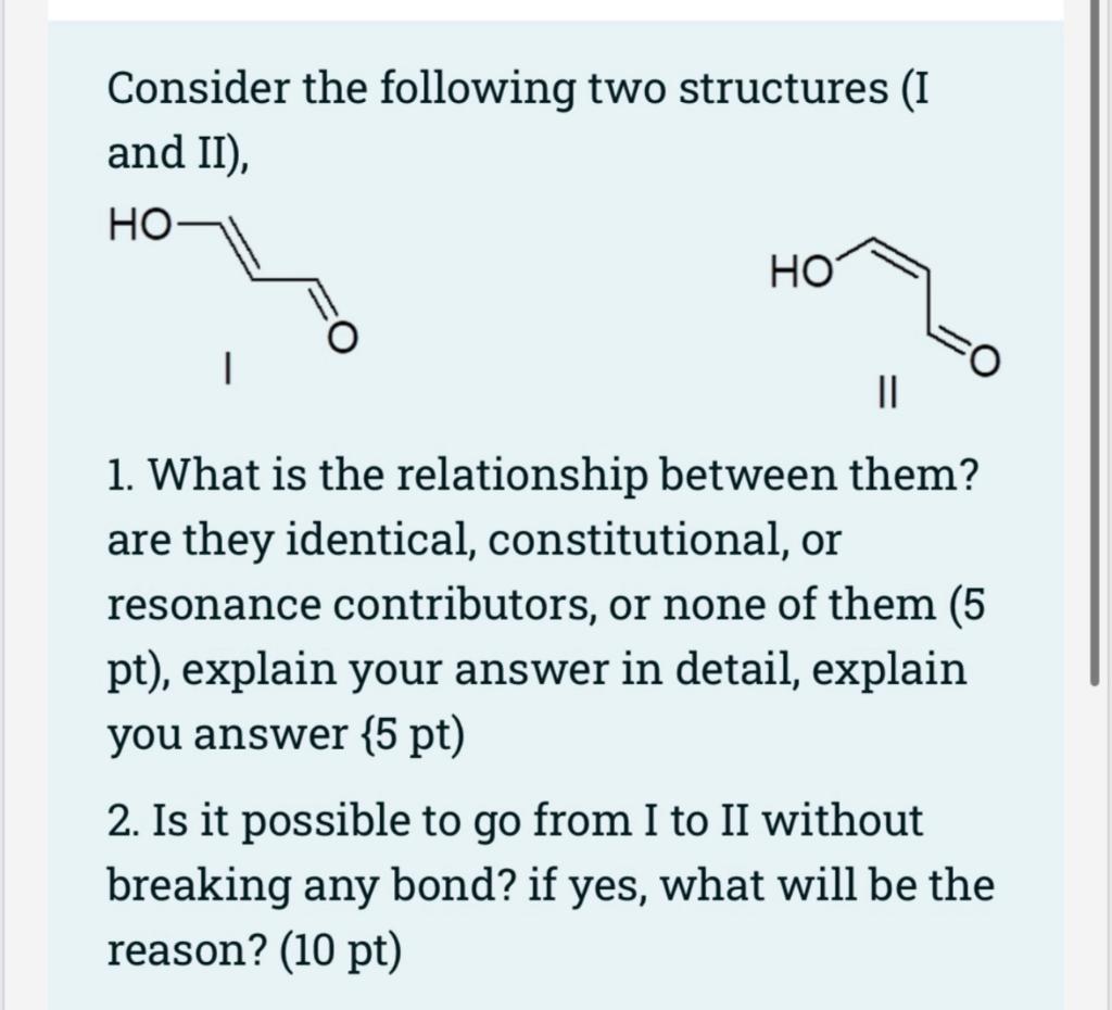 Solved Consider the following two structures (I and II), 1. | Chegg.com