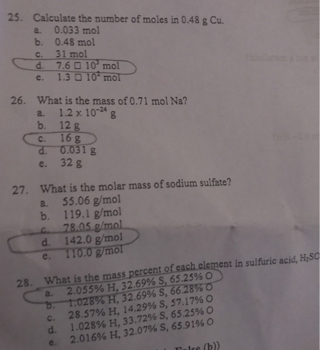 Solved Calculate The Number Of Moles In 0 48 G Cu A 0 033