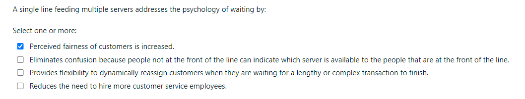 Solved A single line feeding multiple servers addresses the | Chegg.com