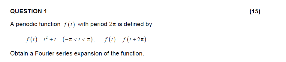 QUESTION 1A periodic function f(t) ﻿with period 2π | Chegg.com