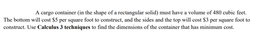 Solved A cargo container (in the shape of a rectangular | Chegg.com