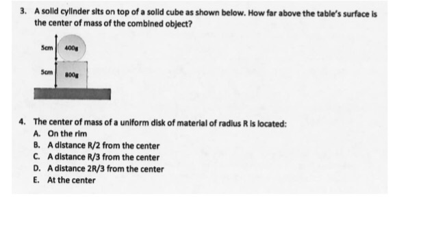 Solved A solid cylinder sits on top of a solid cube as shown | Chegg.com