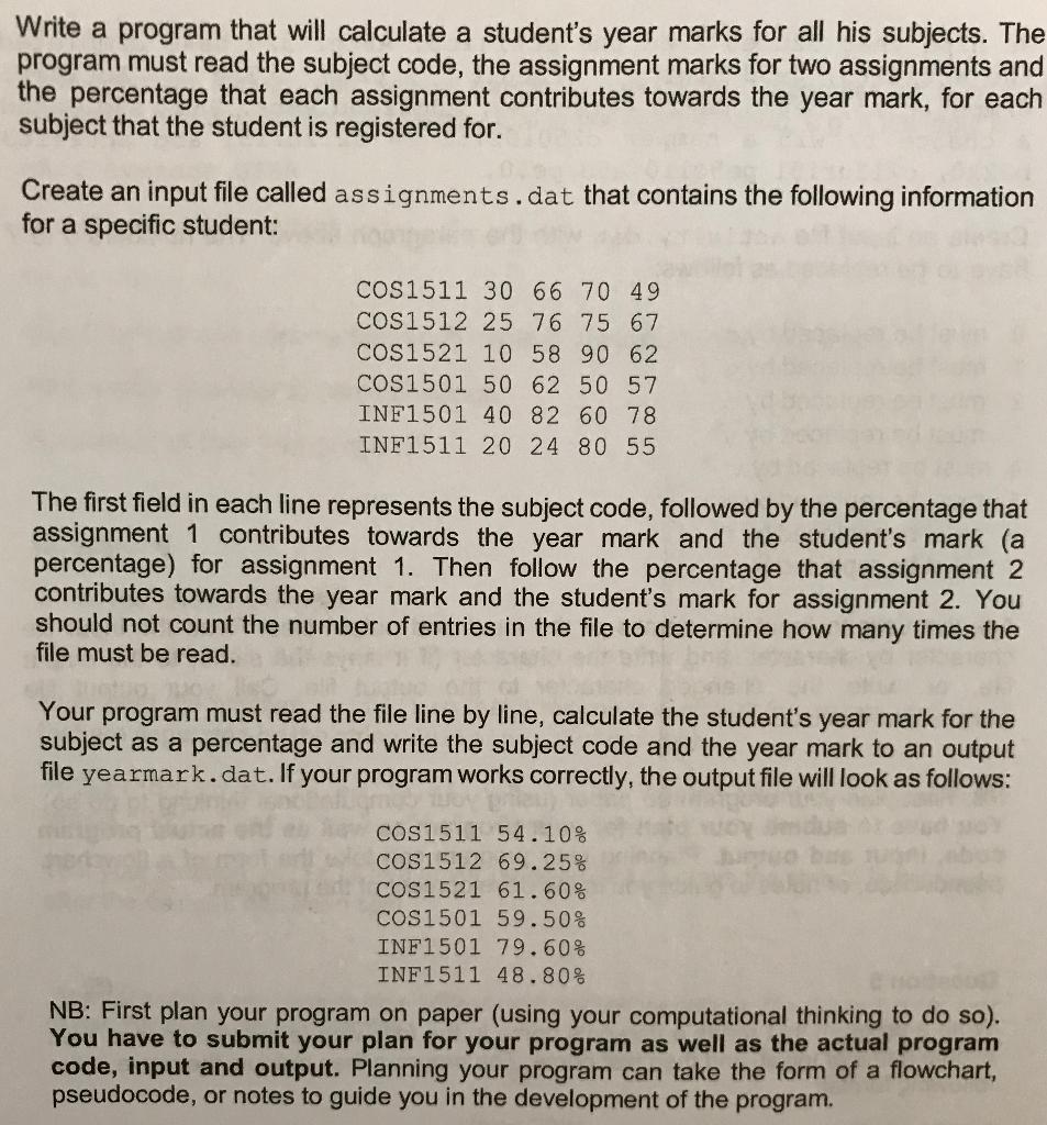 Solved Write a program that will calculate a student's year | Chegg.com
