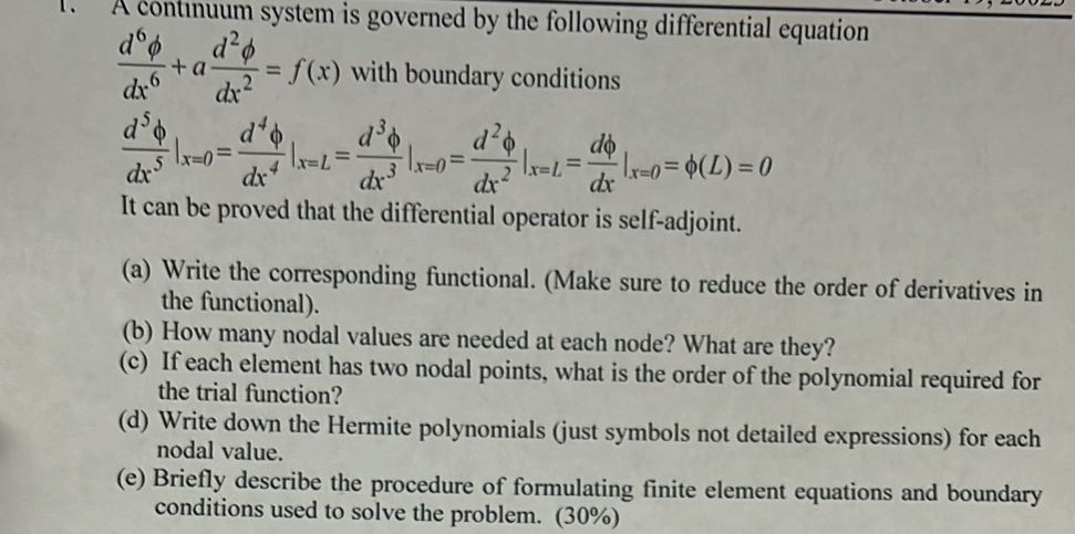Solved A continuum system is governed by the following | Chegg.com