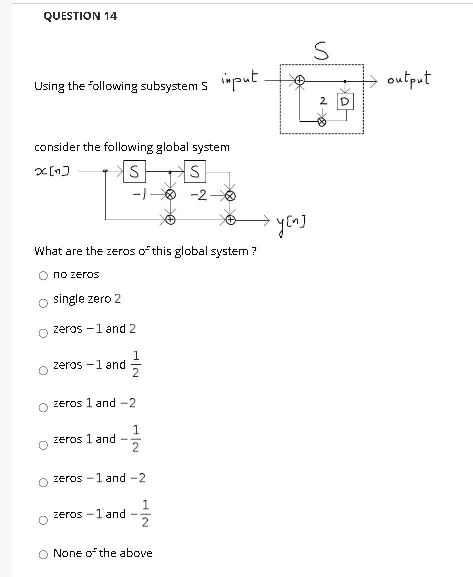 Solved Question 14 S Using The Following Subsystems Input 