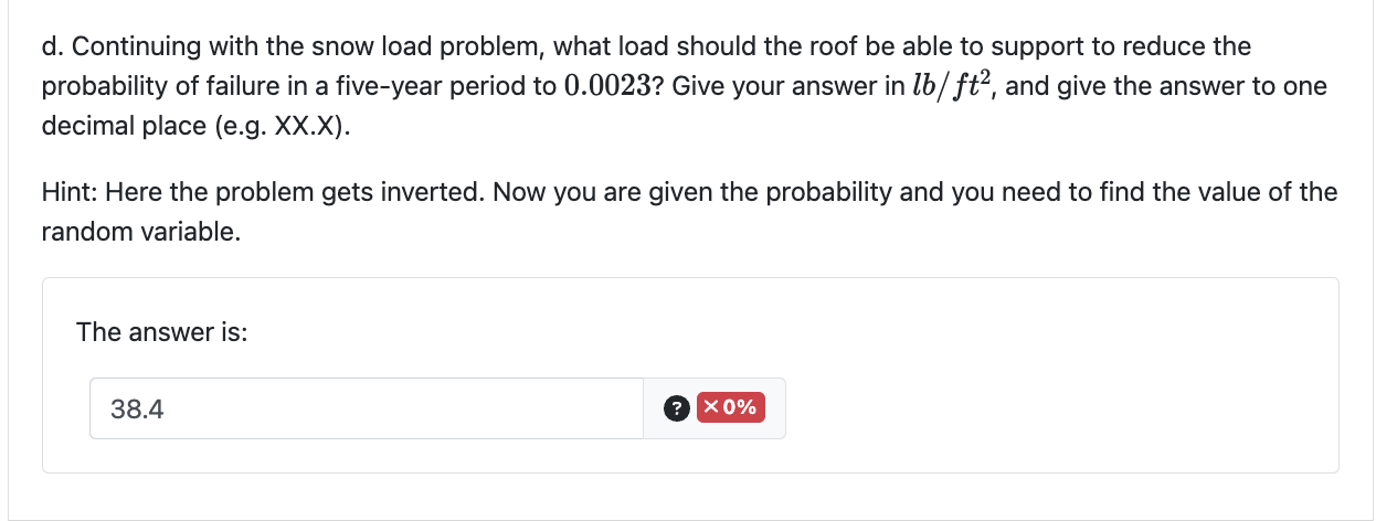 Solved The annual maximum snow load X (in lb/ft2 ) on | Chegg.com