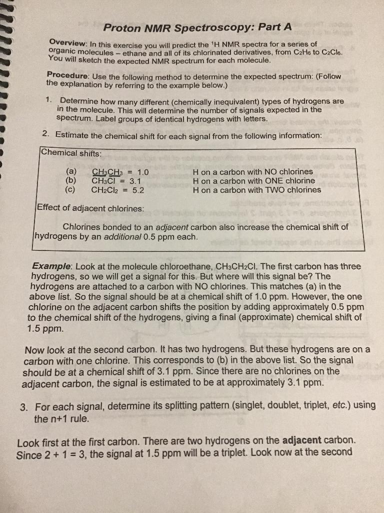 Solved Proton NMR Spectroscopy: Part A Overview: In this | Chegg.com