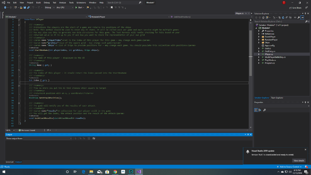 Code in C# Implement a multiplayer Battleship game | Chegg.com
