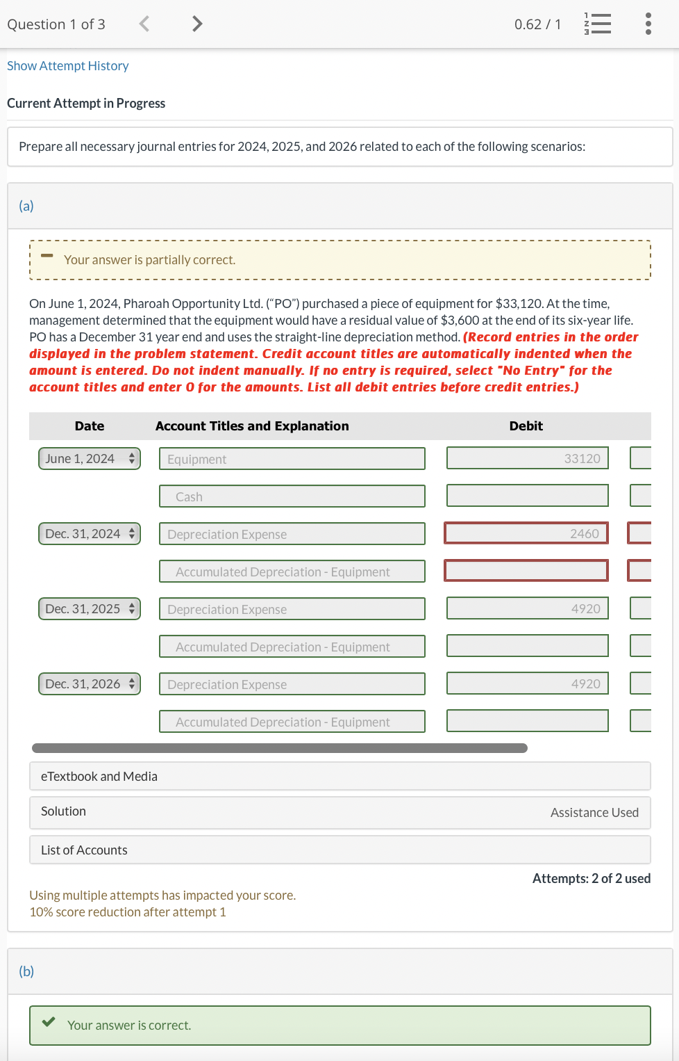 Solved Using multiple attempts has impacted your score. 10% | Chegg.com