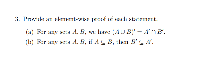 Solved 3. Provide an element-wise proof of each statement. | Chegg.com