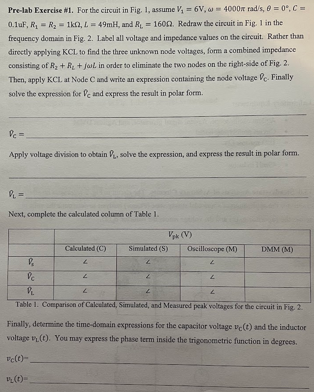 Solved Node C R₂ R1 w + + RL Стус + VL Vs=V1 cos(wt + 0) La | Chegg.com