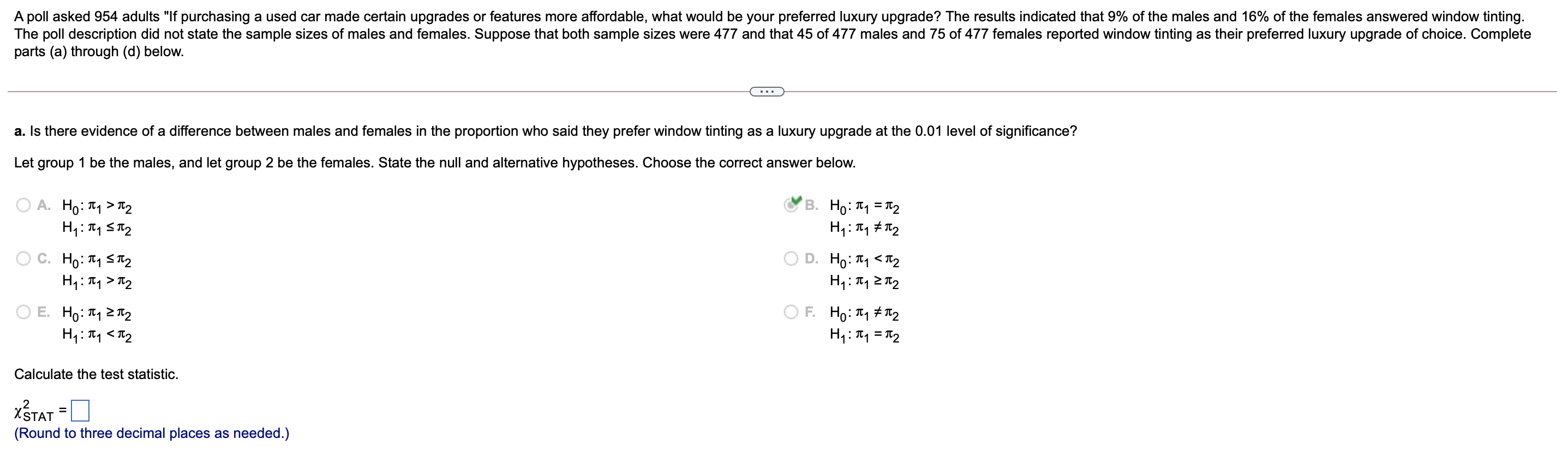 Solved A poll asked 954 adults "If purchasing a used car | Chegg.com