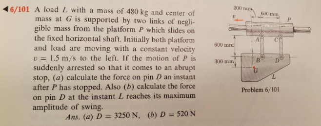 Solved A load L with a mass of 480 kg and center of mass at | Chegg.com