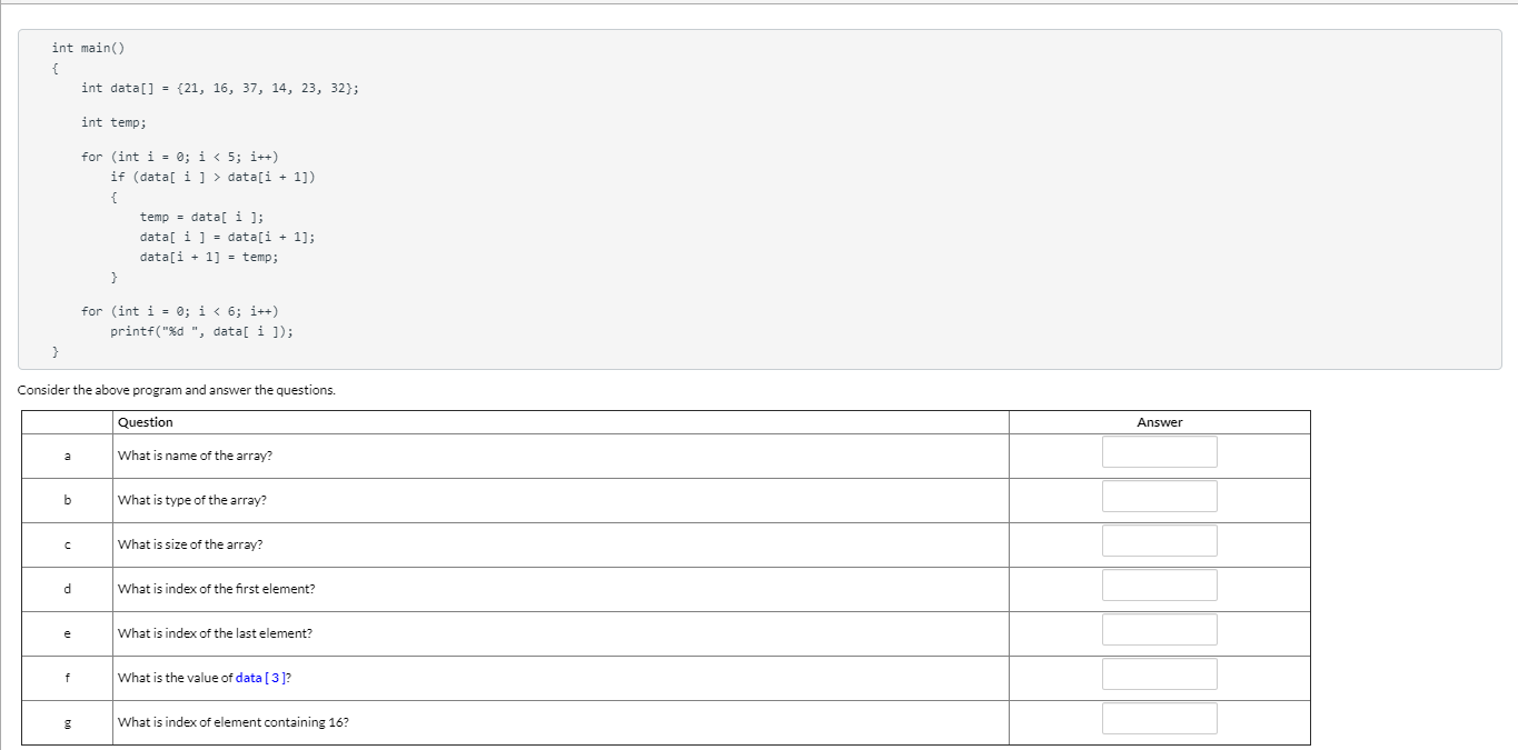Solved Int Main Int Data 21 16 37 14 23 32 