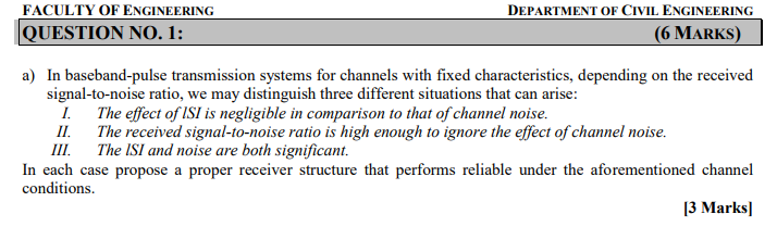 Solved QUESTION NO. 1:(6 ﻿MARKS)a) ﻿In baseband-pulse | Chegg.com