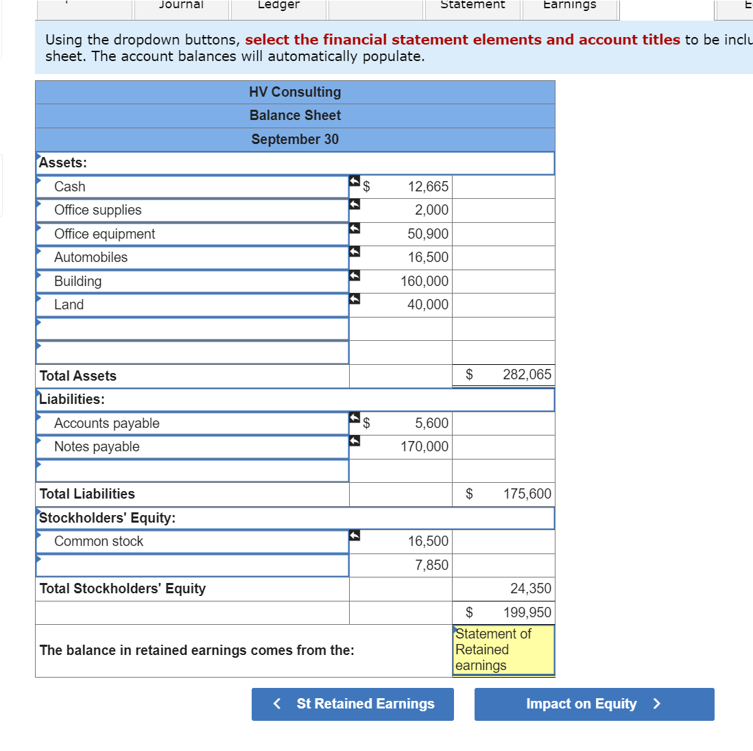 Usina the dropdown buttons, select the financial | Chegg.com