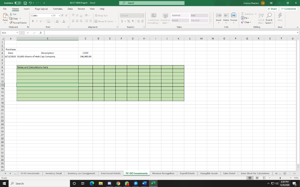 Investments –FV-OCI On December 31, 2020, the fair | Chegg.com
