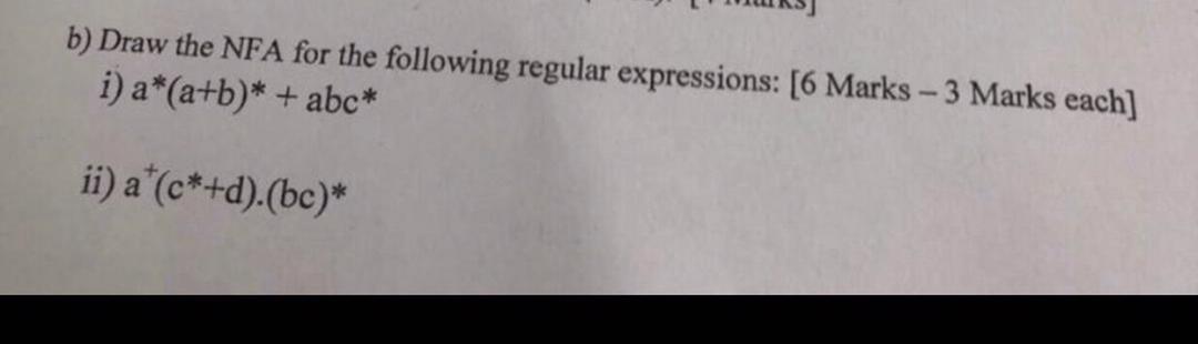 Solved b) Draw the NFA for the following regular | Chegg.com