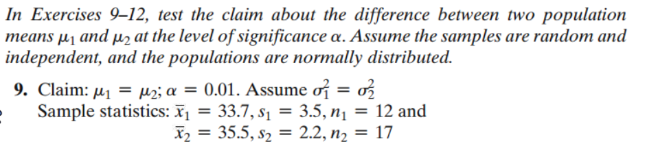 Solved In Exercises 9-12, test the claim about the | Chegg.com