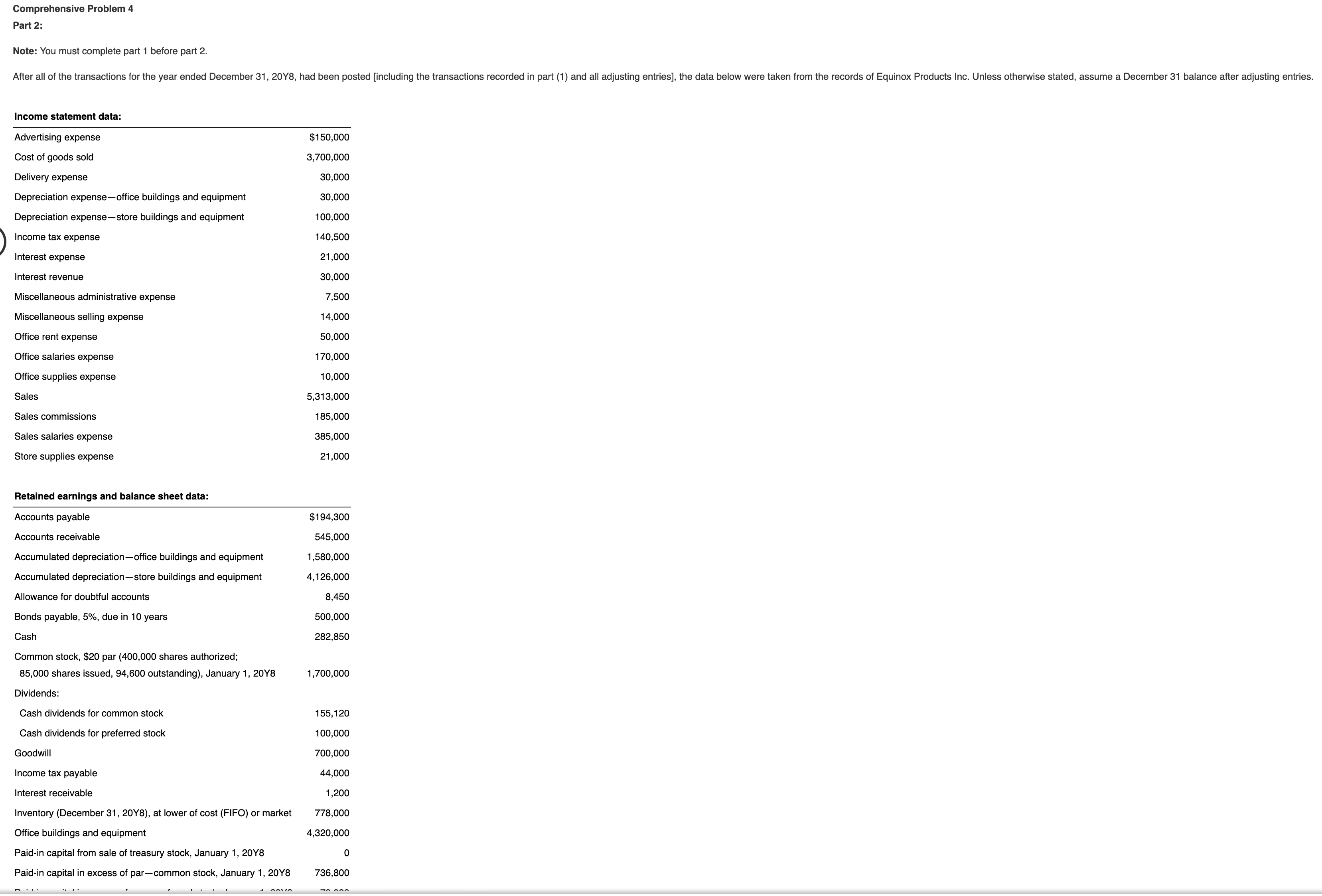 Solved Comprehensive Problem 4 Part 2: Note: You must | Chegg.com