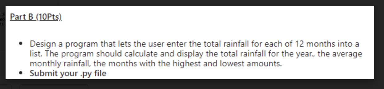 Solved Part A (15pts). Create a Python program that utilizes | Chegg.com