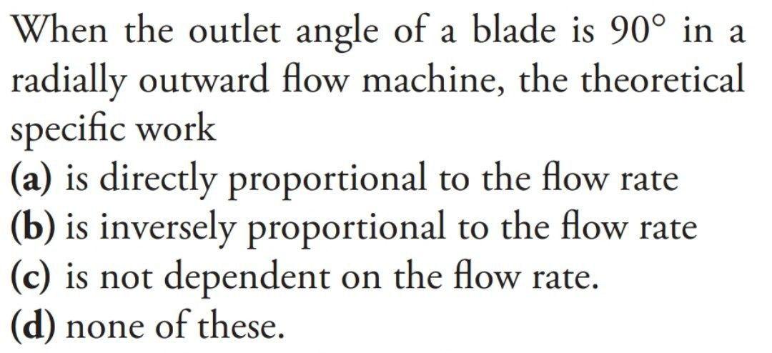 Solved When the outlet angle of a blade is 90° in a radially | Chegg.com