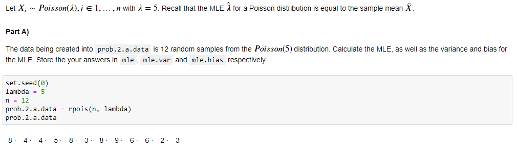 Solved Let X; ~ Poisson(2), i € 1,...,n with a = 5. Recall | Chegg.com