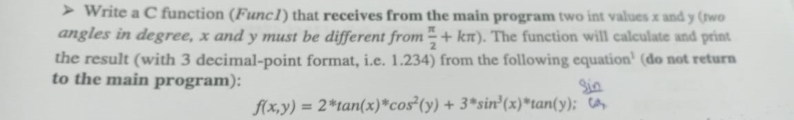 Solved → Write a C function (Funcl) that receives from the | Chegg.com