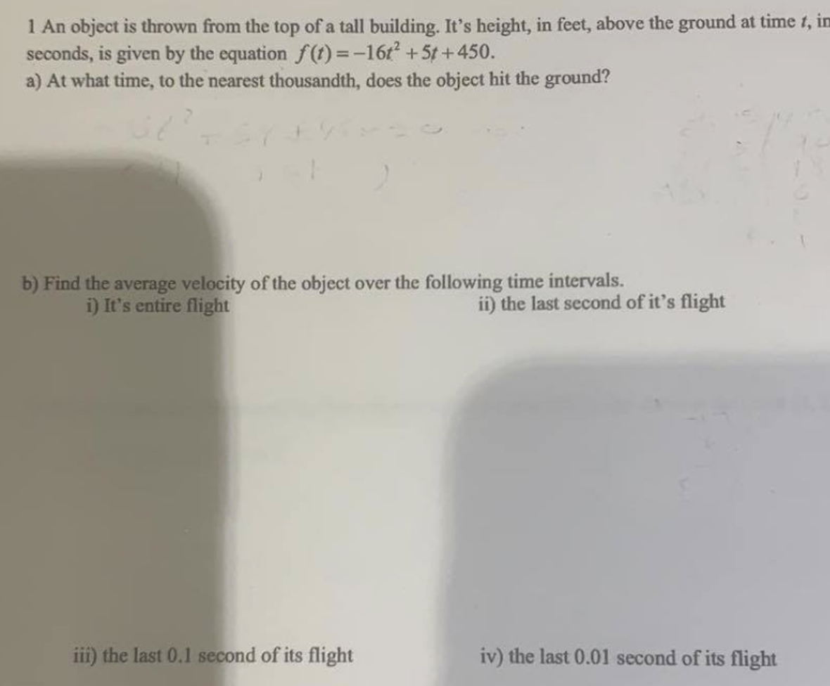 Solved 1 An object is thrown from the top of a tall | Chegg.com